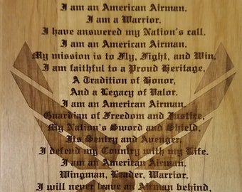 The Airman's Creed PlaqueAir Force PlaqueMilitary | Etsy