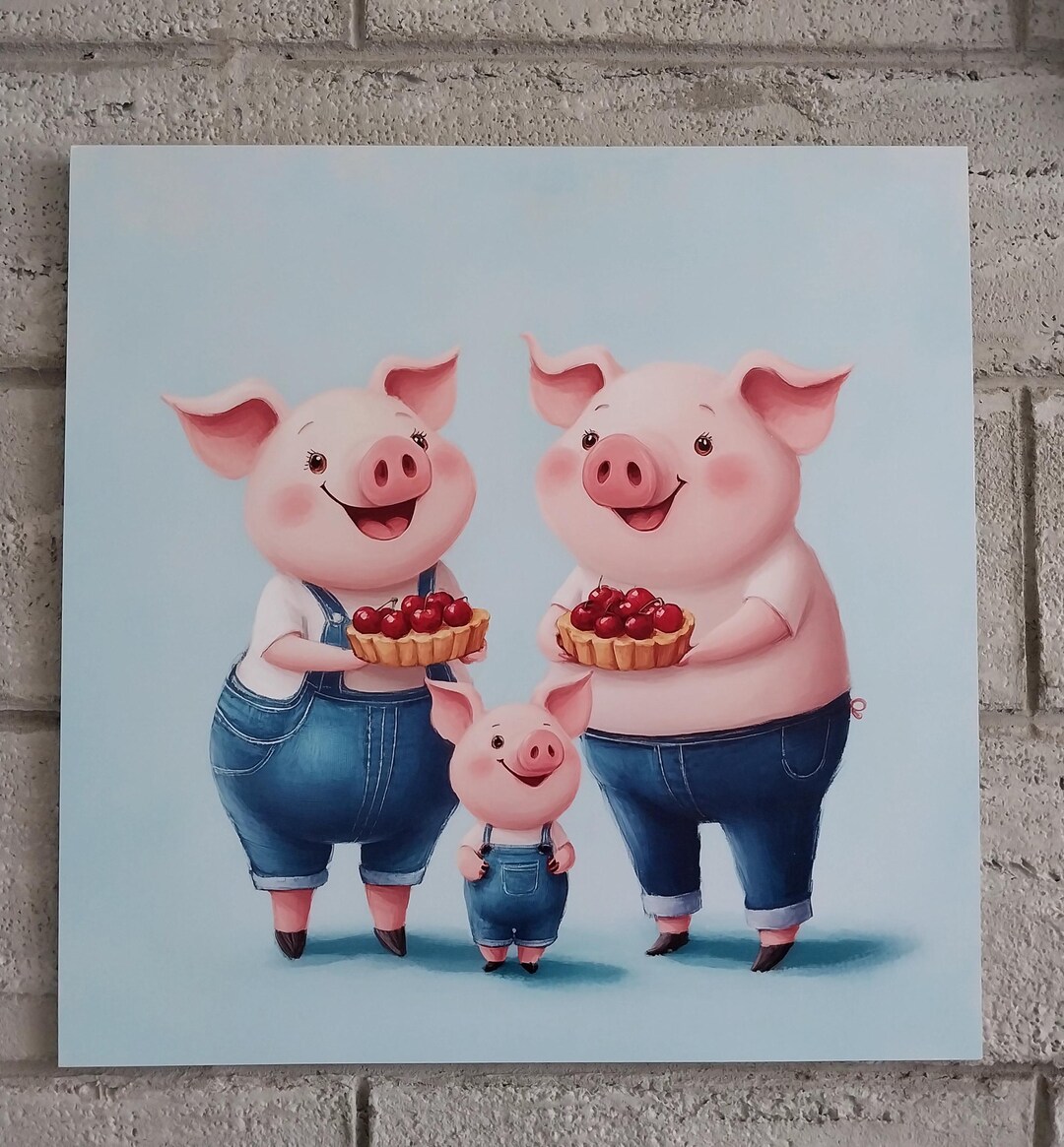 Pig Family Nursery Print: Cartoon Pigs With Pies (digital Download ...