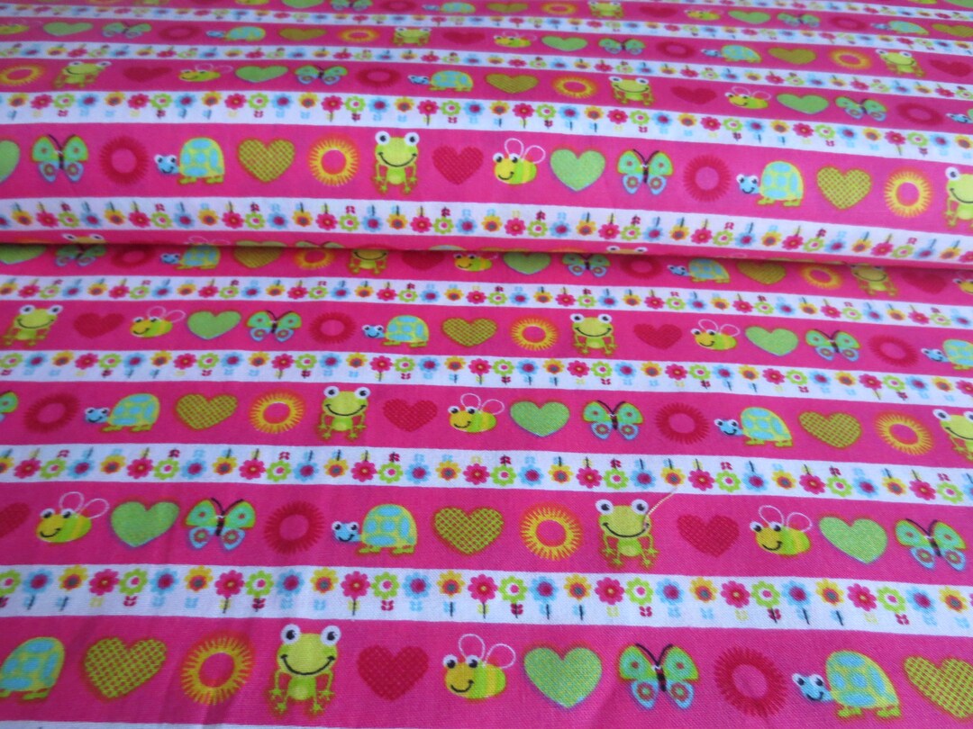 Cotton Fabric little Darling Animals and Hearts - Etsy UK