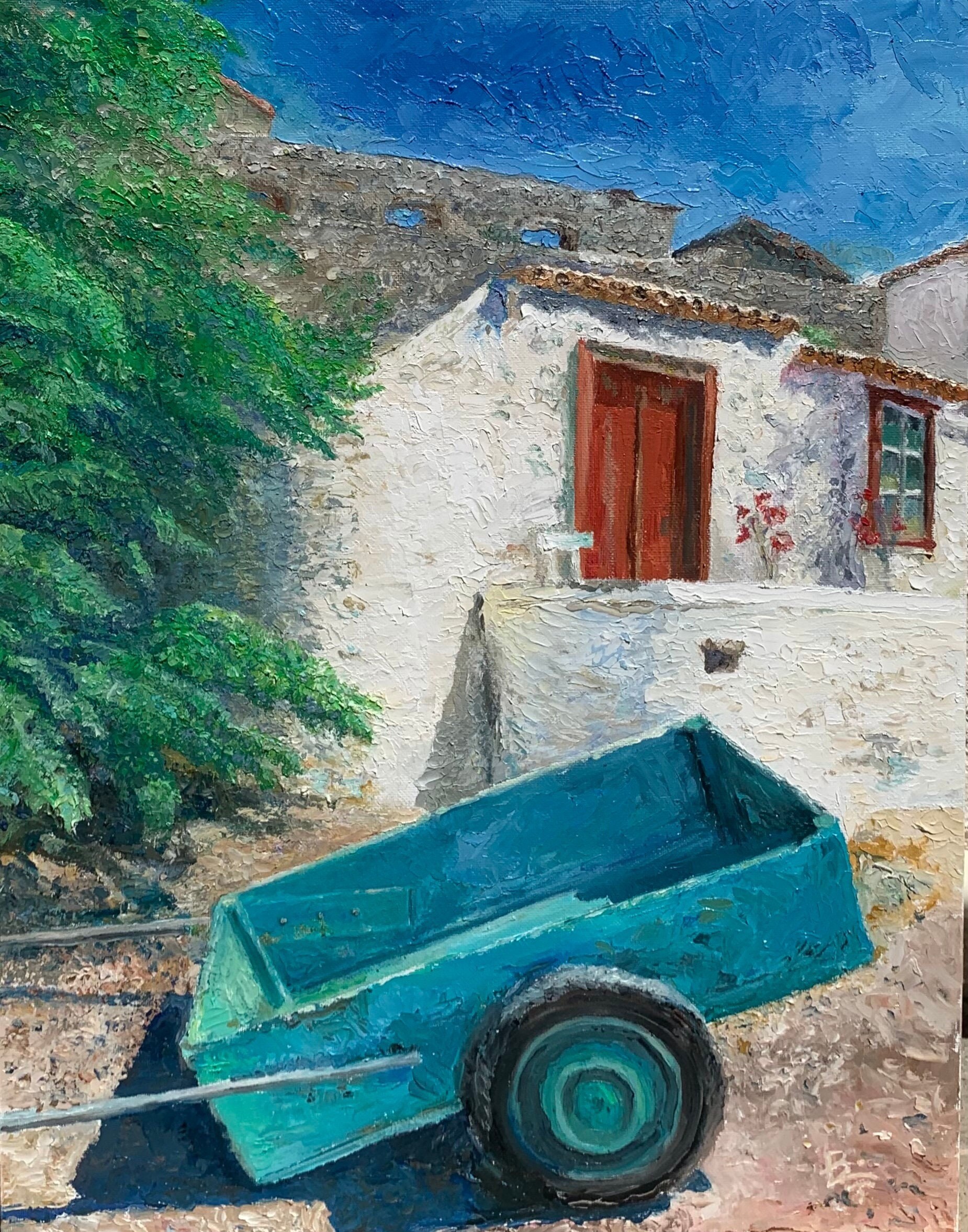 Hydra Island Original Impressionist Oil Painting, Greek Island ...