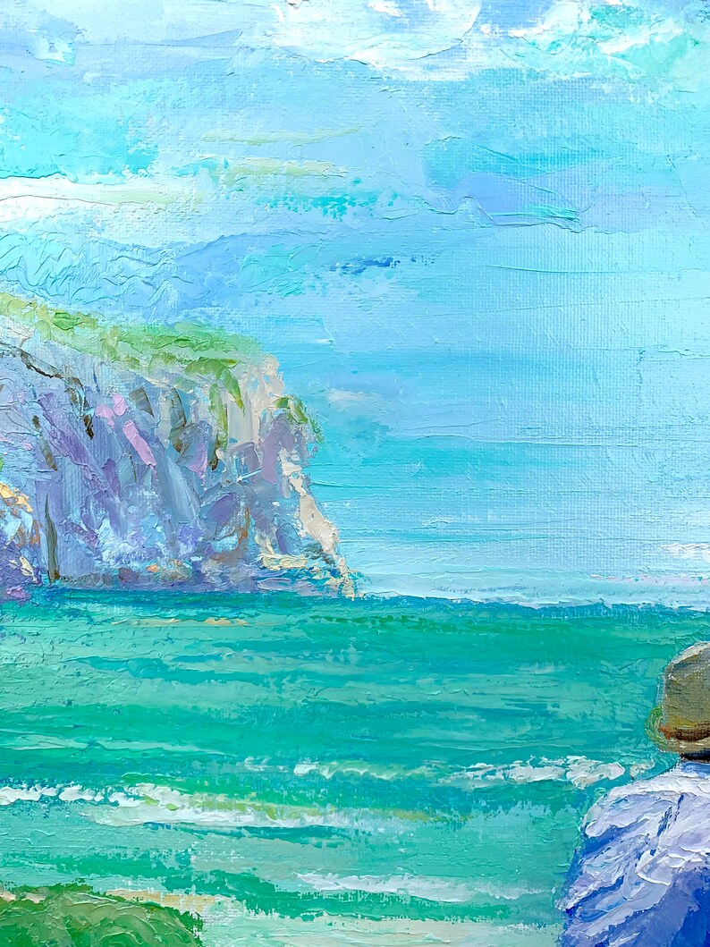 Original Beach Impressionist Oil Painting Colorful Seascape Art Monet ...