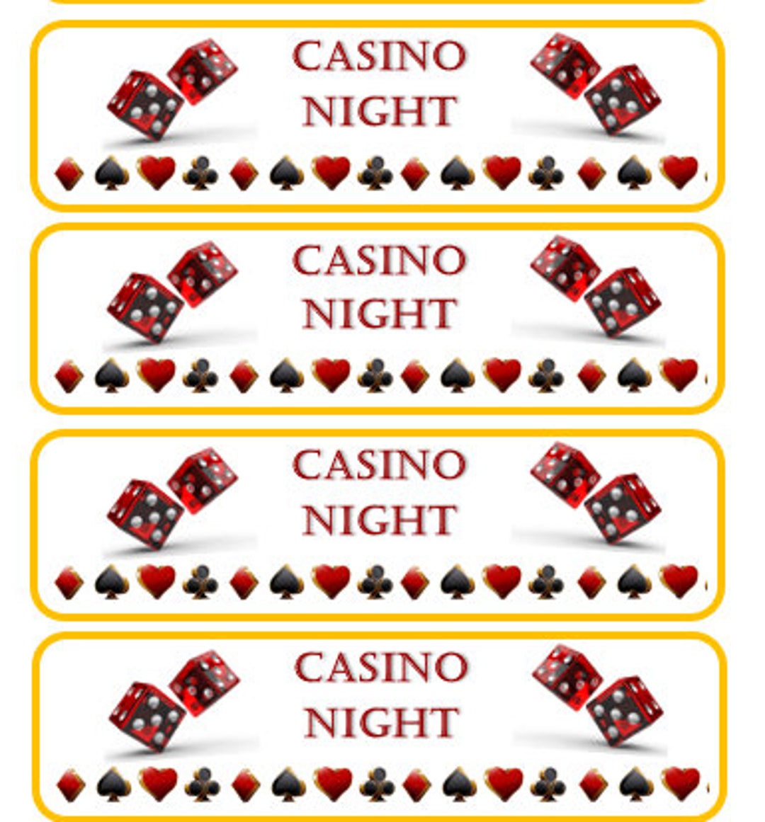 Casino Night Printable Downloadable Water Bottle Labels - Etsy