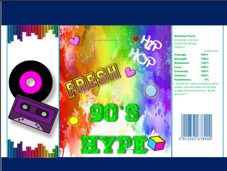 90's Theme Printable Chip Bag - Etsy