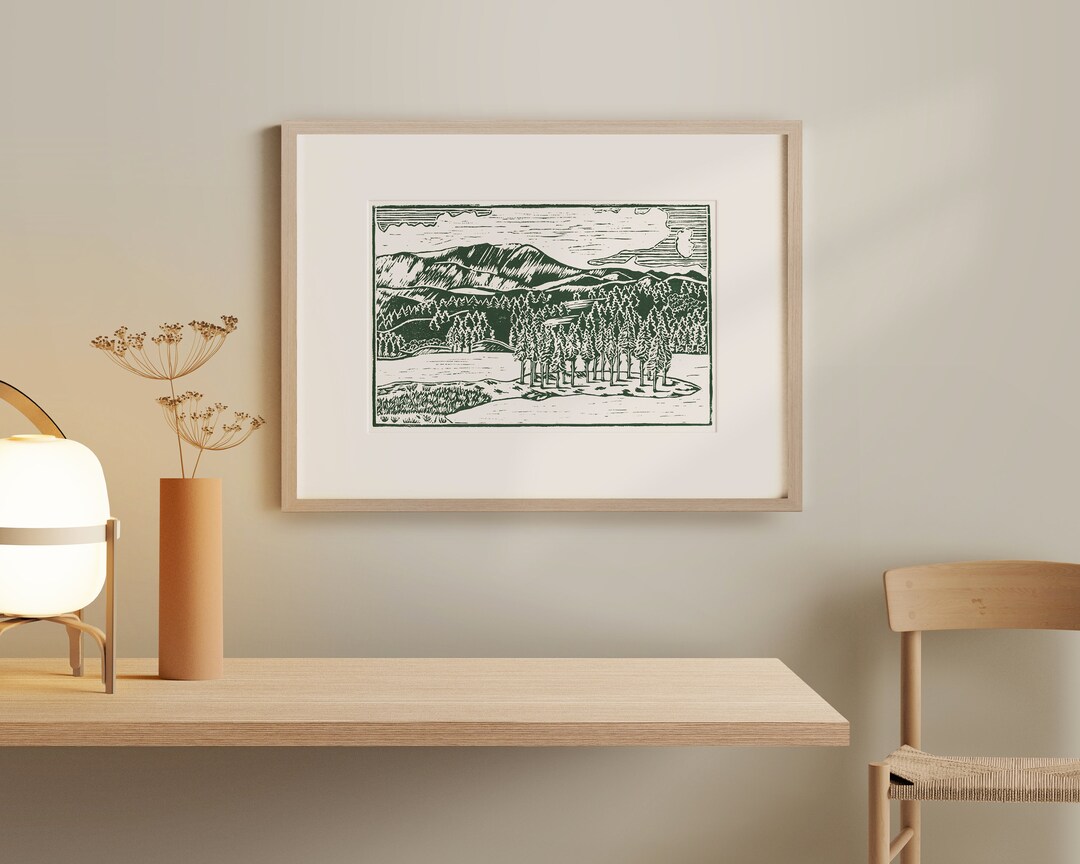 Tarn Hows Lake District - Original Linocut Print - Etsy UK