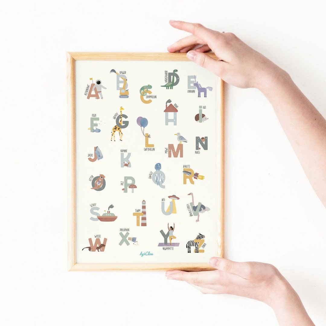 Abc-poster Mit Tieren&gegenständen, Buchstabenposter Für Vorschulkinder ...