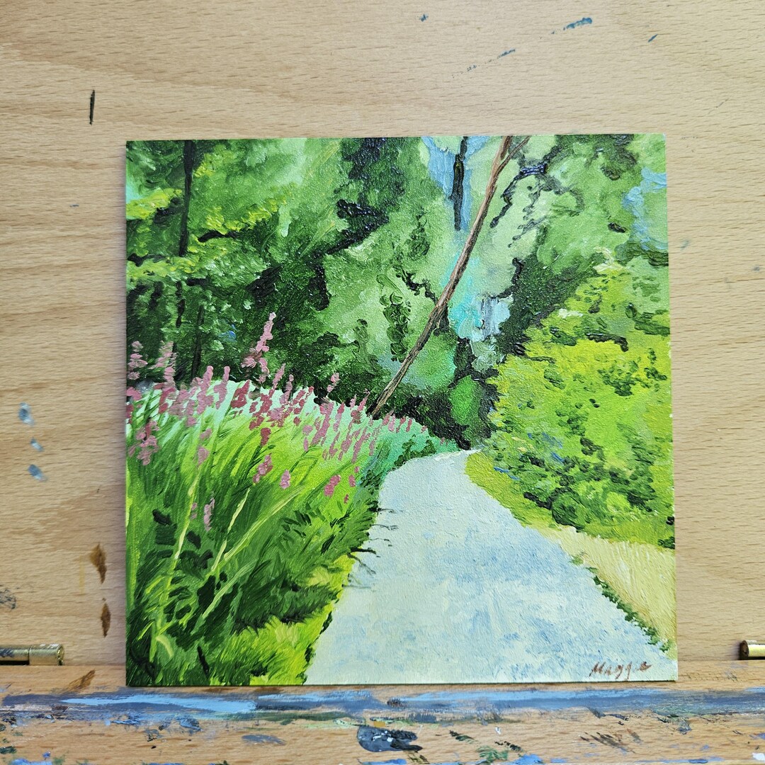 Hamlin Park Path 5x5 Original Oil Painting on Gessobord - Etsy