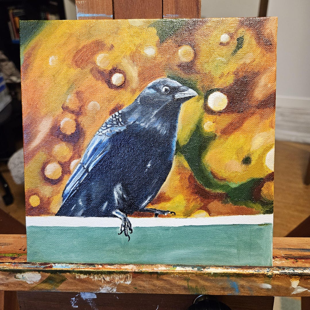 Fall Crow 8x8 Original Oil Painting on Canvas Board - Etsy