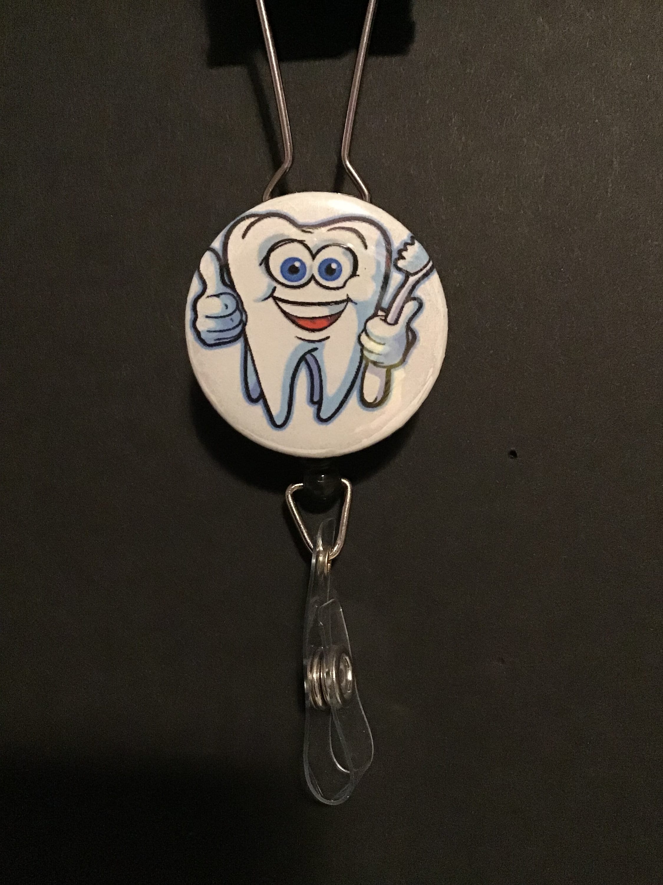 Tooth With Toothbrush Name Badge Holder - Etsy