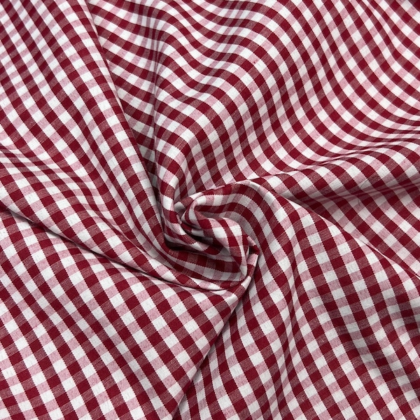 Red Gingham Fabric - Etsy