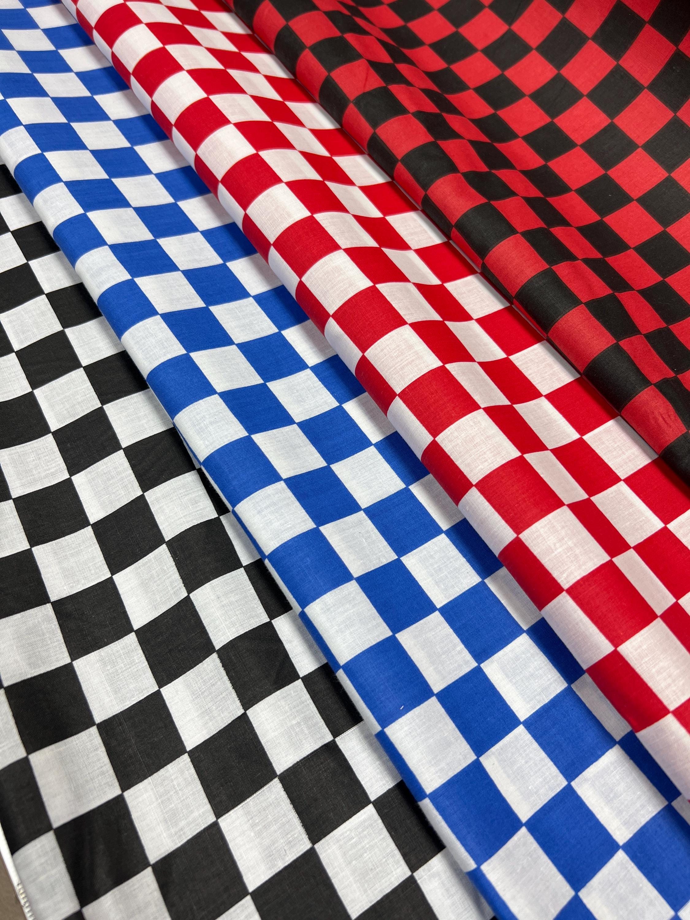 Checkered Fabric / Checkers Print Poly Cotton Print Fabric Sold by the ...
