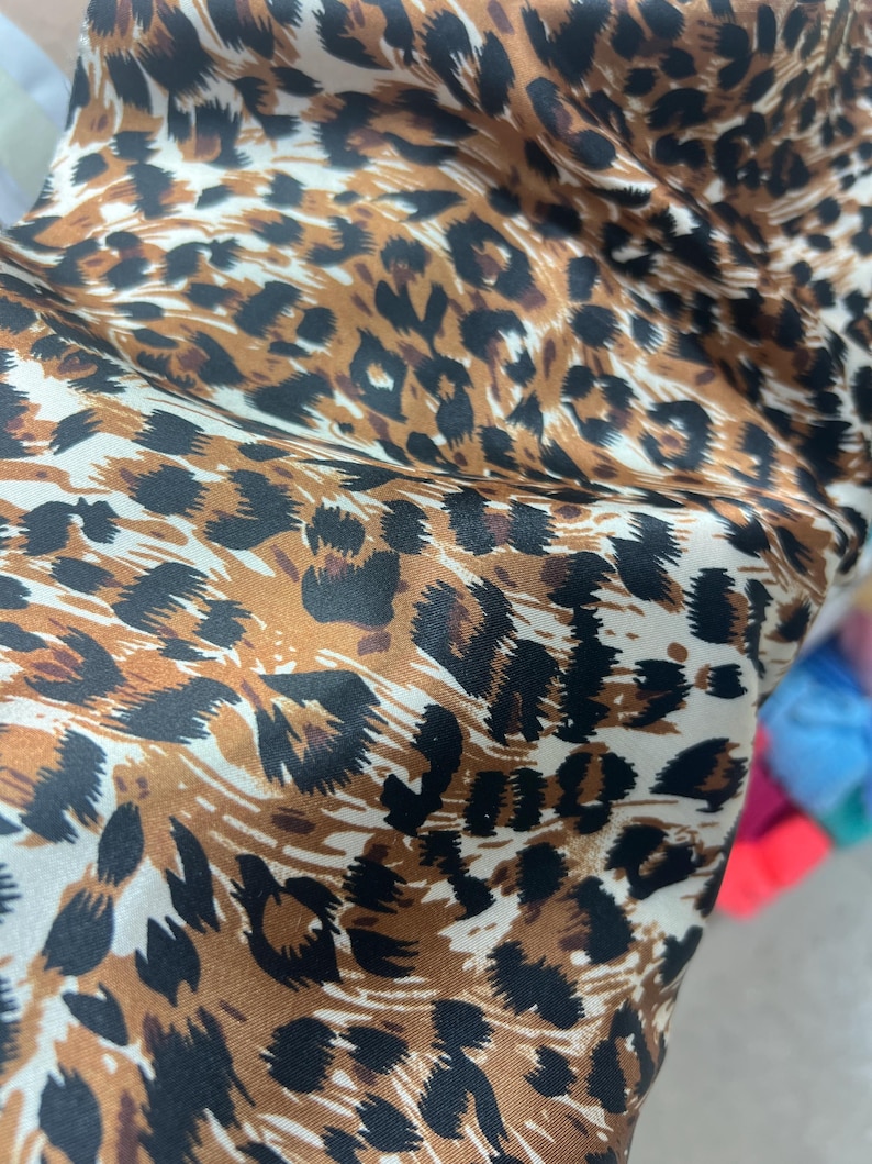 Cheetah Print Charmeuse Satin Fabric: 60" Wide, Flowy Polyester, Sold ...