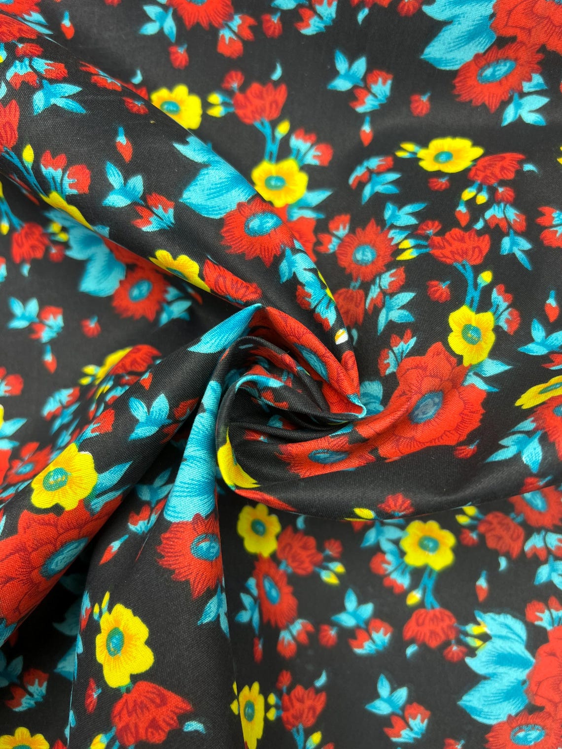 Multi Flower Print Poly Cotton Print Fabric - Sold by the Yard - 59" - Etsy
