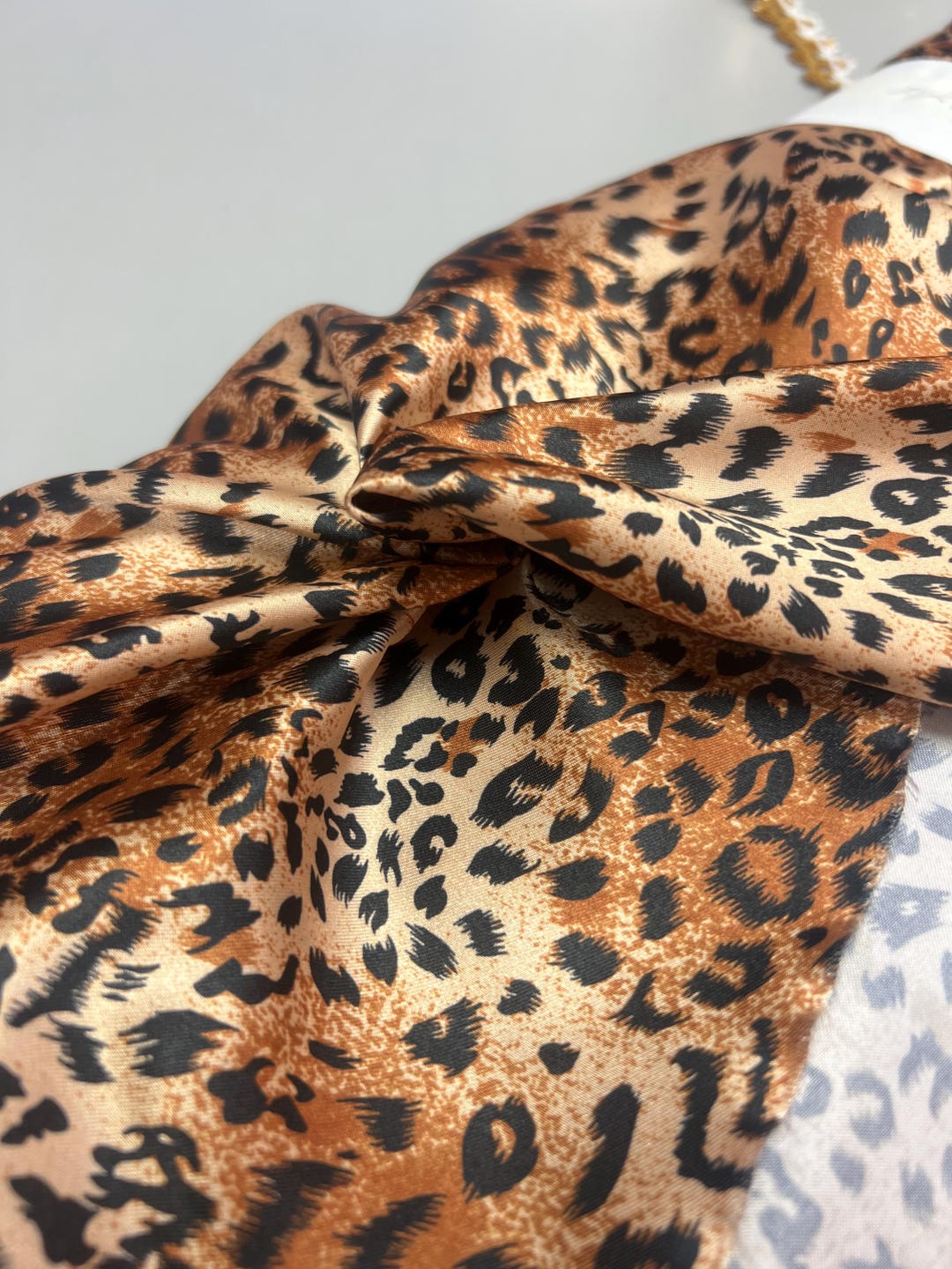 Cheetah Print Charmeuse Satin Fabric: 60" Wide, Flowy Polyester, Sold ...