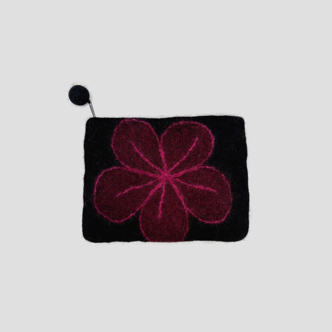 Maroon Floppy Flower Felt Coin Purse, Mobile Purse - Etsy