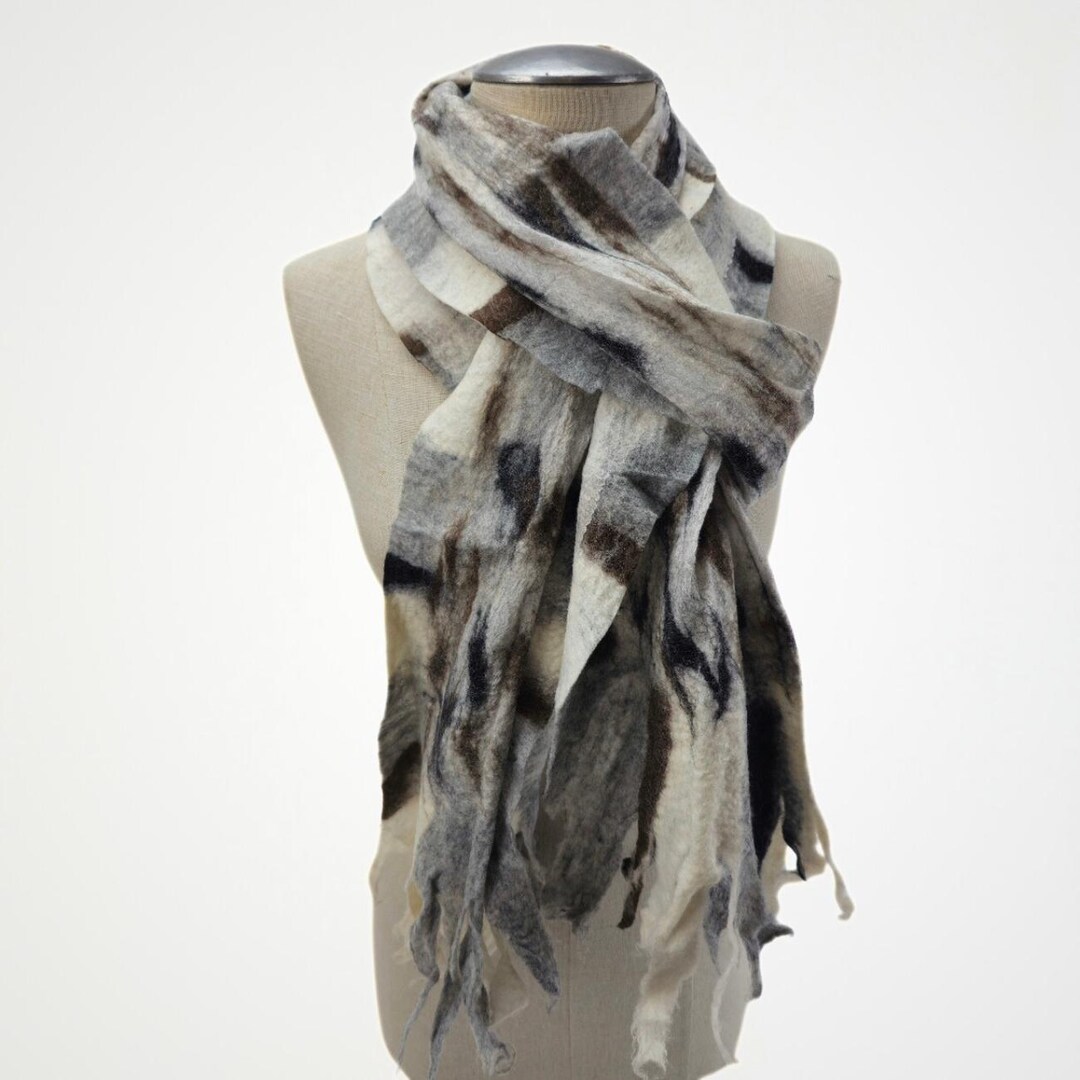 Felt and Silk Scarf - Lightweight Winter Scarf - Scarves for Women ...