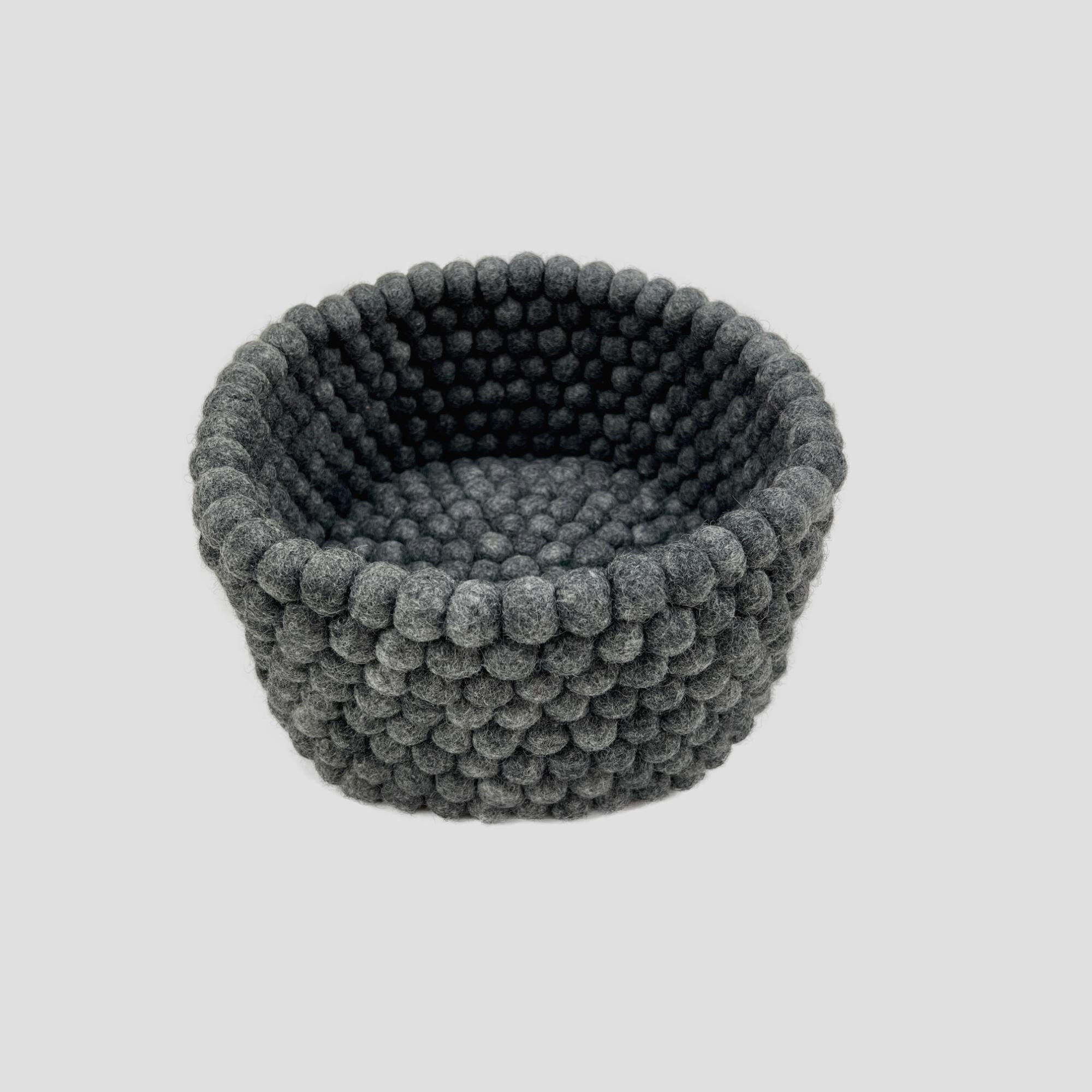 Charcoal Gray Felt Ball Basket Wool Basket - Etsy