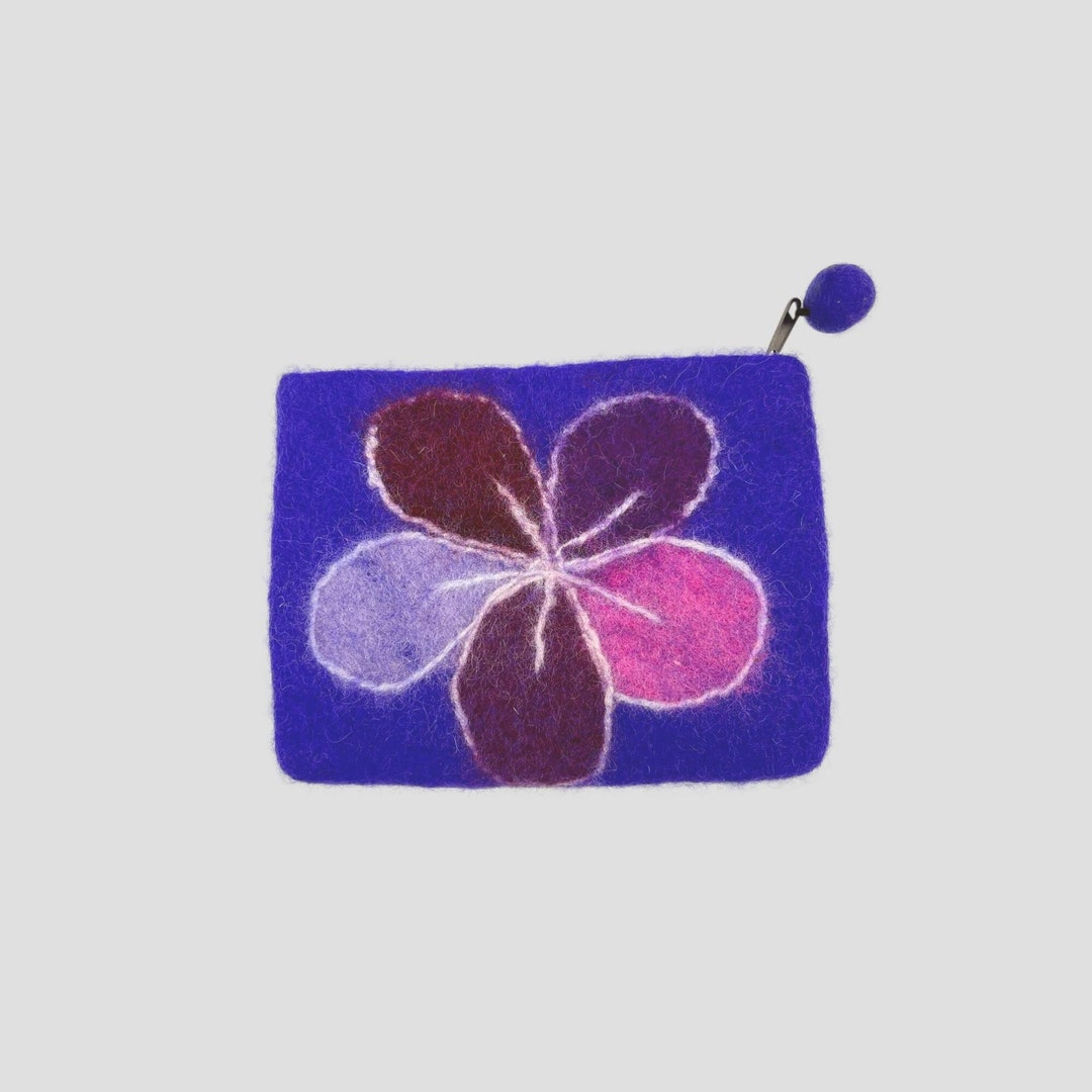 Floppy Flower Felt Purple Coin Purse, Mobile Purse - Etsy