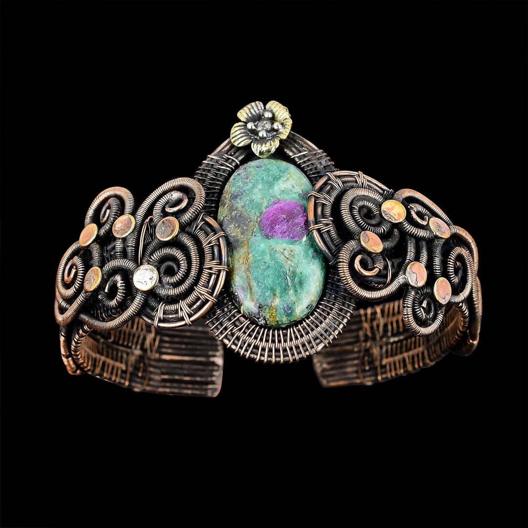 Ruby Fuchsite Wire Wrapped Flower Bracelet Green Wire Wrap - Etsy