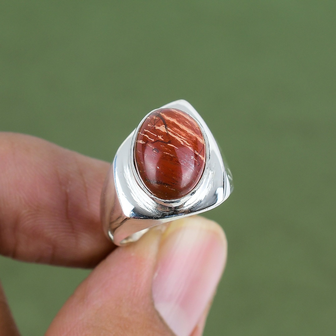 Red Snakeskin Jasper Ring 925 Sterling Silver Ring Original Gemstone ...