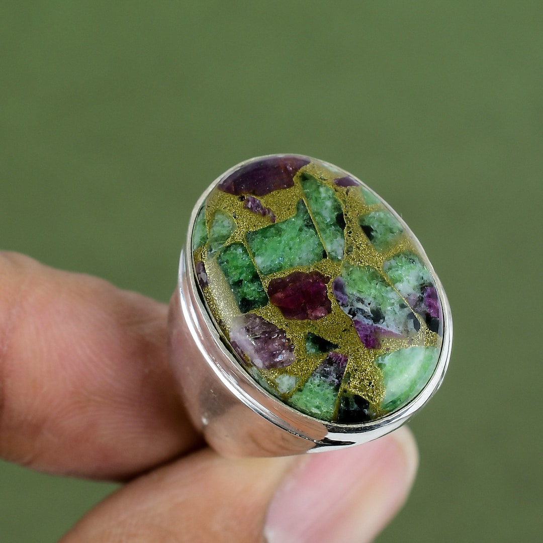 Copper Ruby Zoisite Ring 925 Sterling Silver Ring Gemstone Ring ...