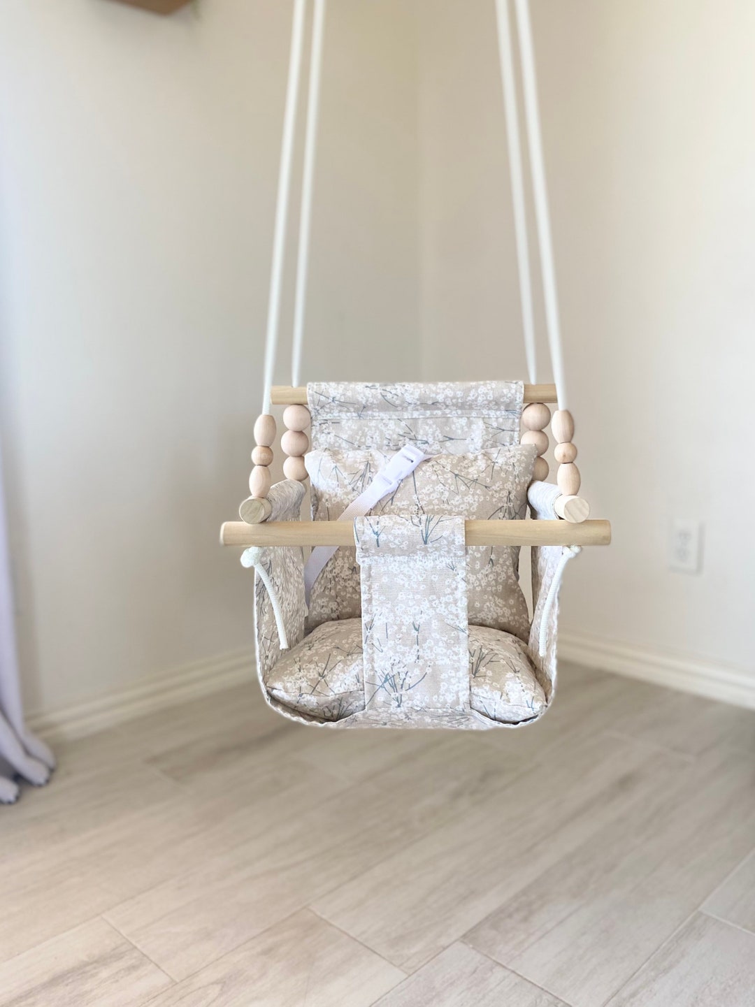 Beige/white Flowers, Baby Swing, High Back Swing, Baby Gift, Nursery ...