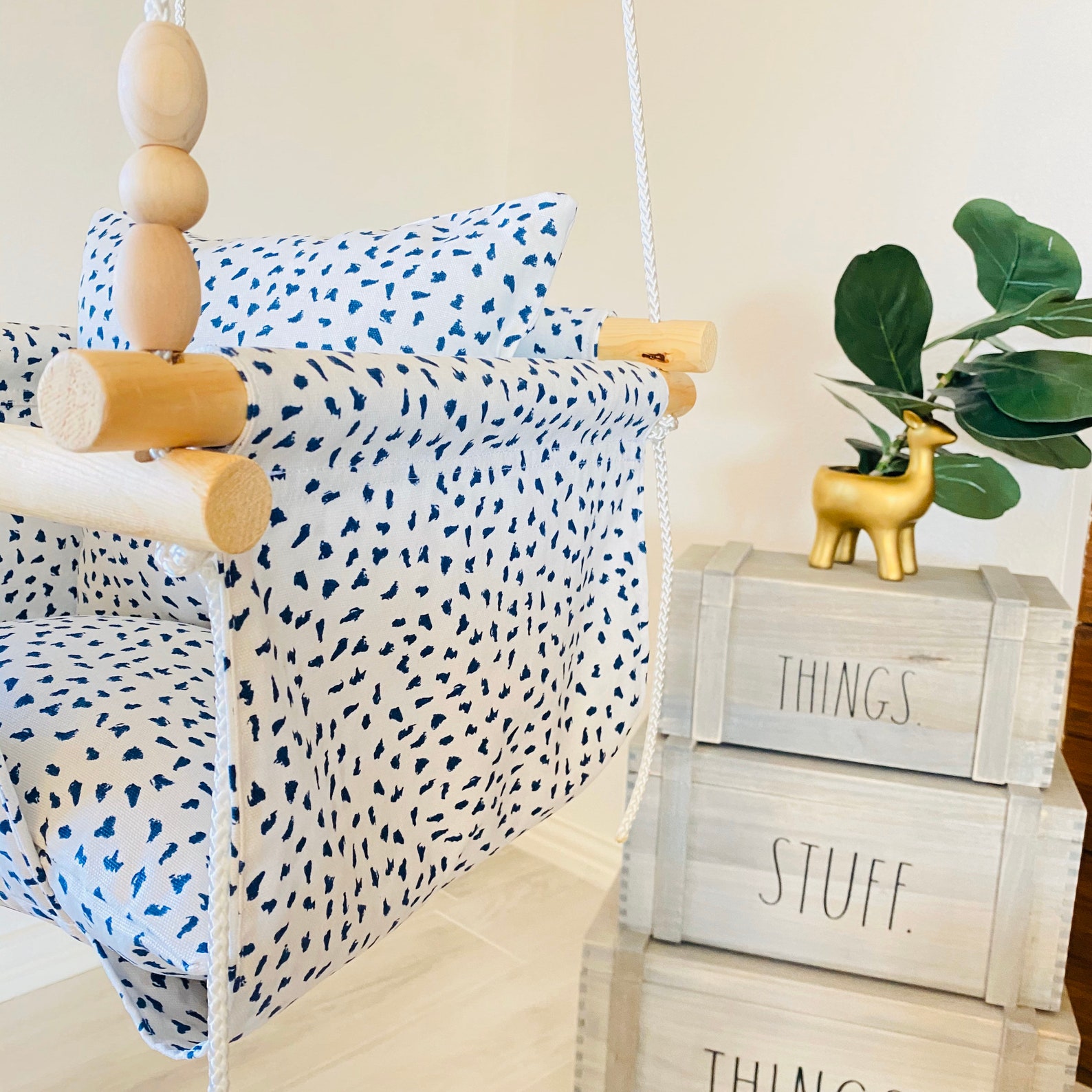 Navy Blue & White Baby Swing Baby Swing Toddler Swing - Etsy