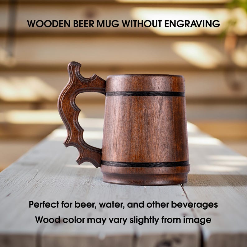 Personalized Vegvisir Wooden Beer Mug 22oz | Handmade Viking Stein With ...