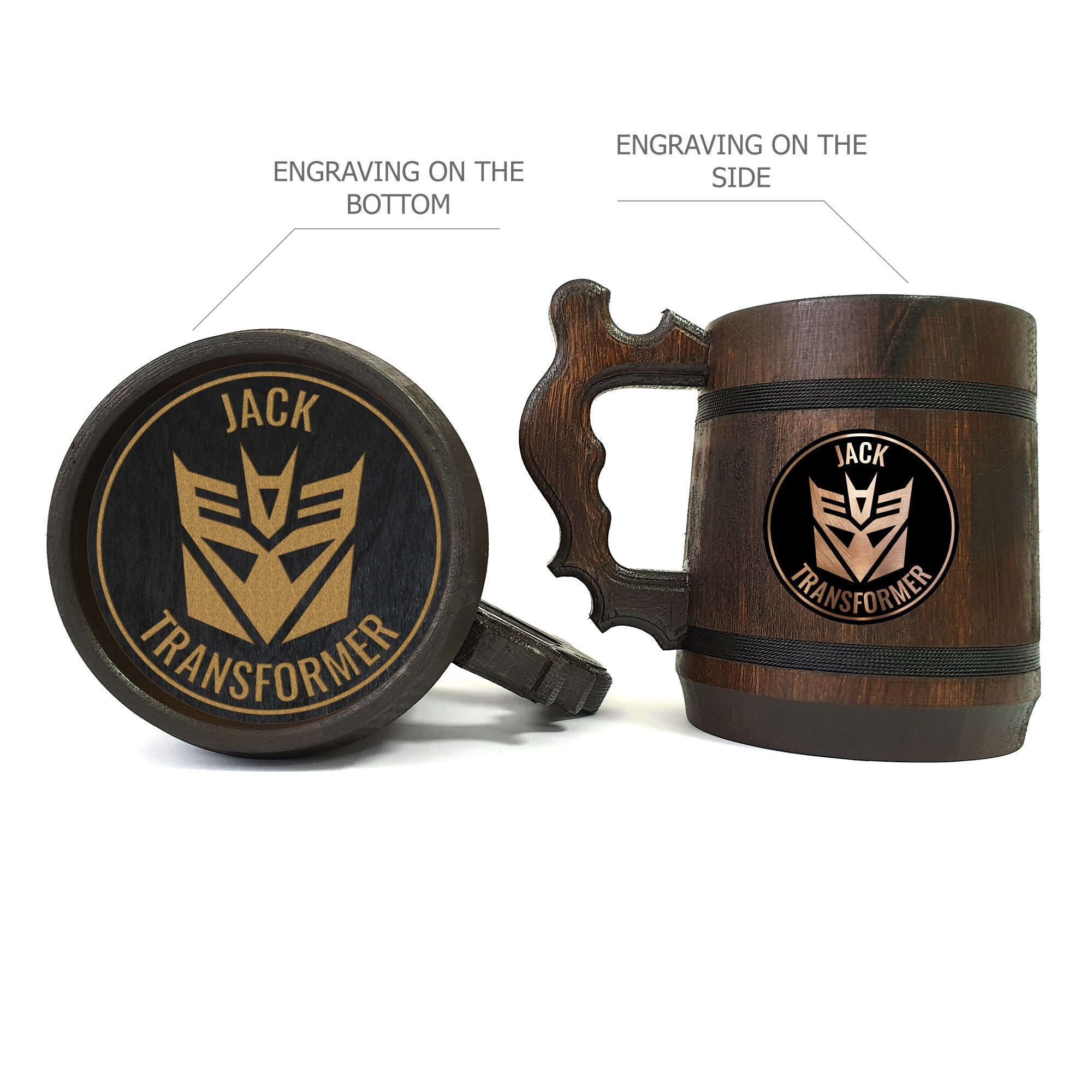 Decepticon Wooden Beer Mug / Transformers Stein/ Gift for - Etsy