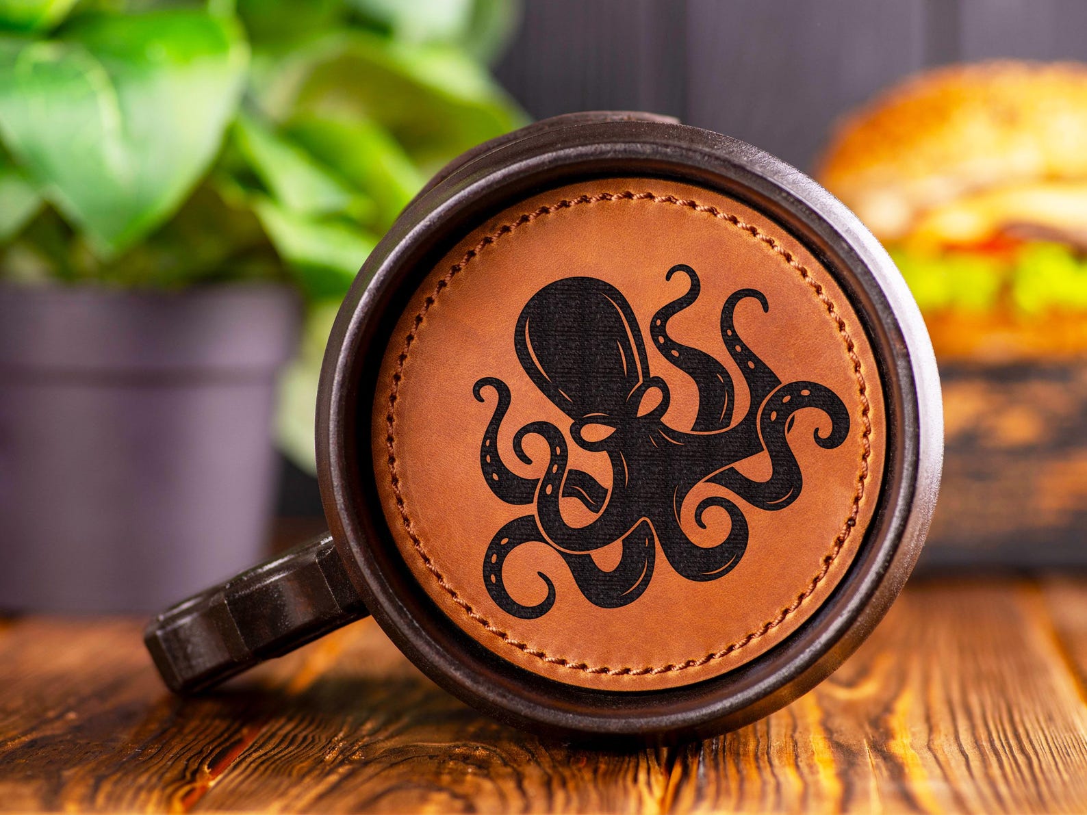 Octopus Wooden Beer Mug, Gift for Him, Personalized Beer Gift, Animals ...