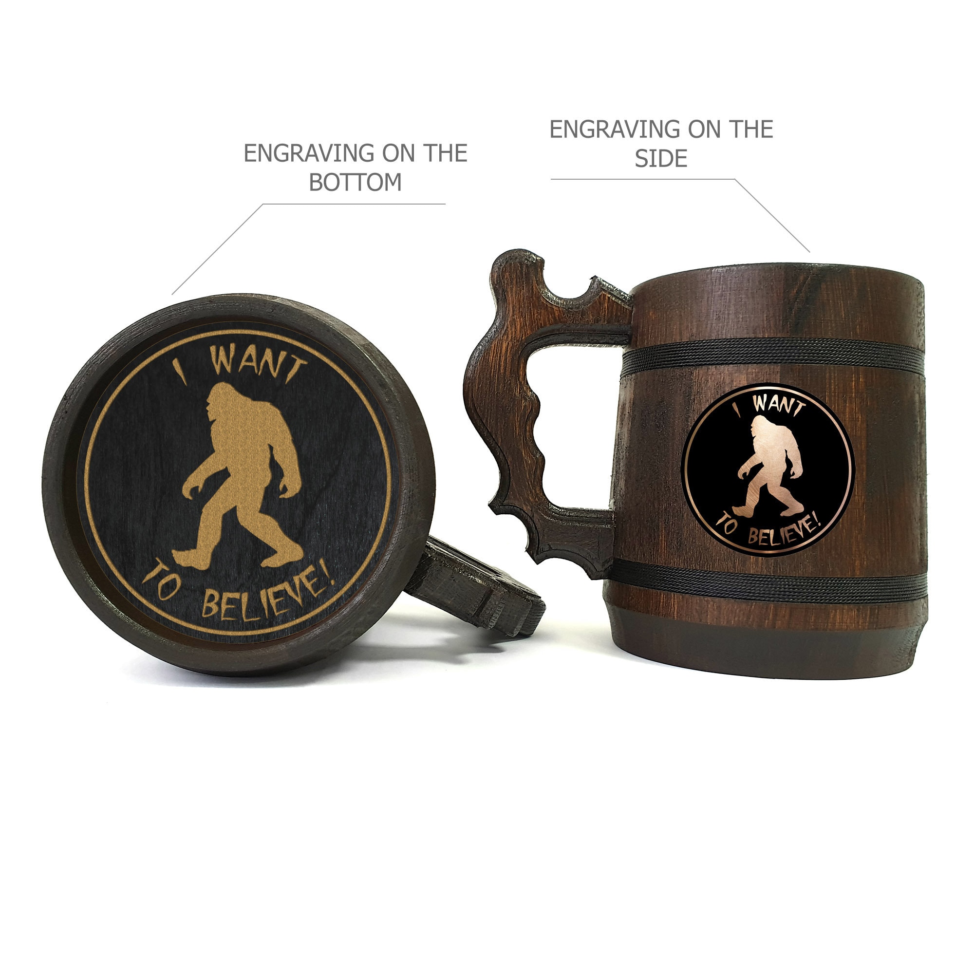 Bigfoot Wooden Beer Mug / Gift for Him / Personalized Beer - Etsy