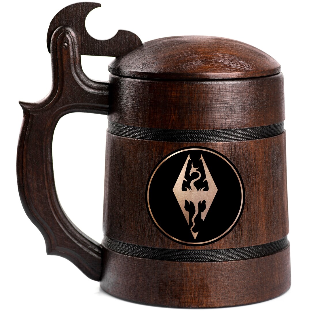Elder Scrolls Mug, Skyrim Beer Stein With Lid, Personalized Beer ...