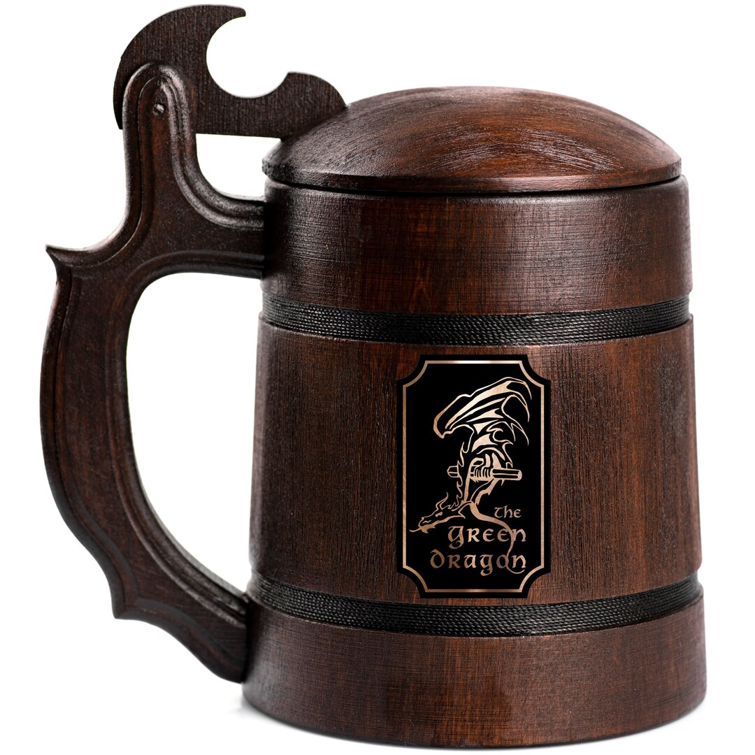 Green Dragon Mug With Lid, Personalized Lord of the Rings Beer Stein ...