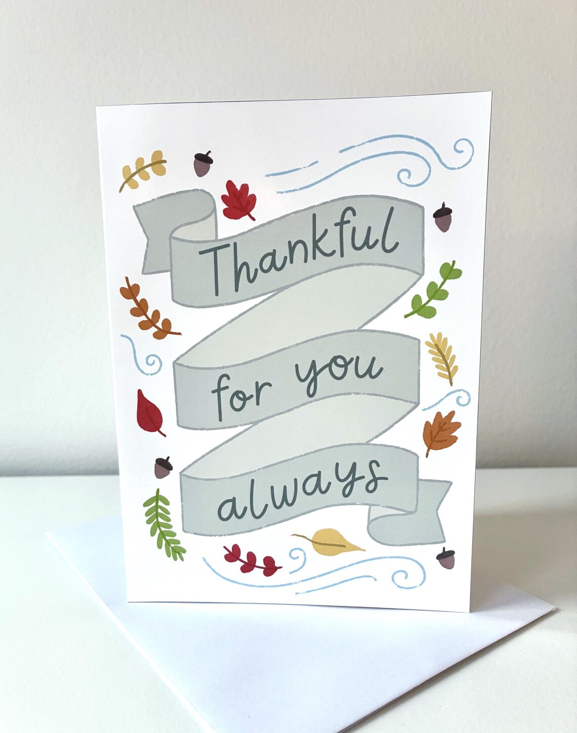 Whimsical Thanksgiving Card/ Blank Inside/ With Envelope/ Thankful for ...