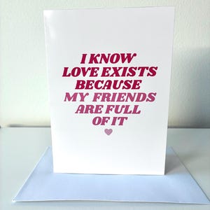 Love Exists in Friends, Galentine's Card | Blank Inside With Envelope ...