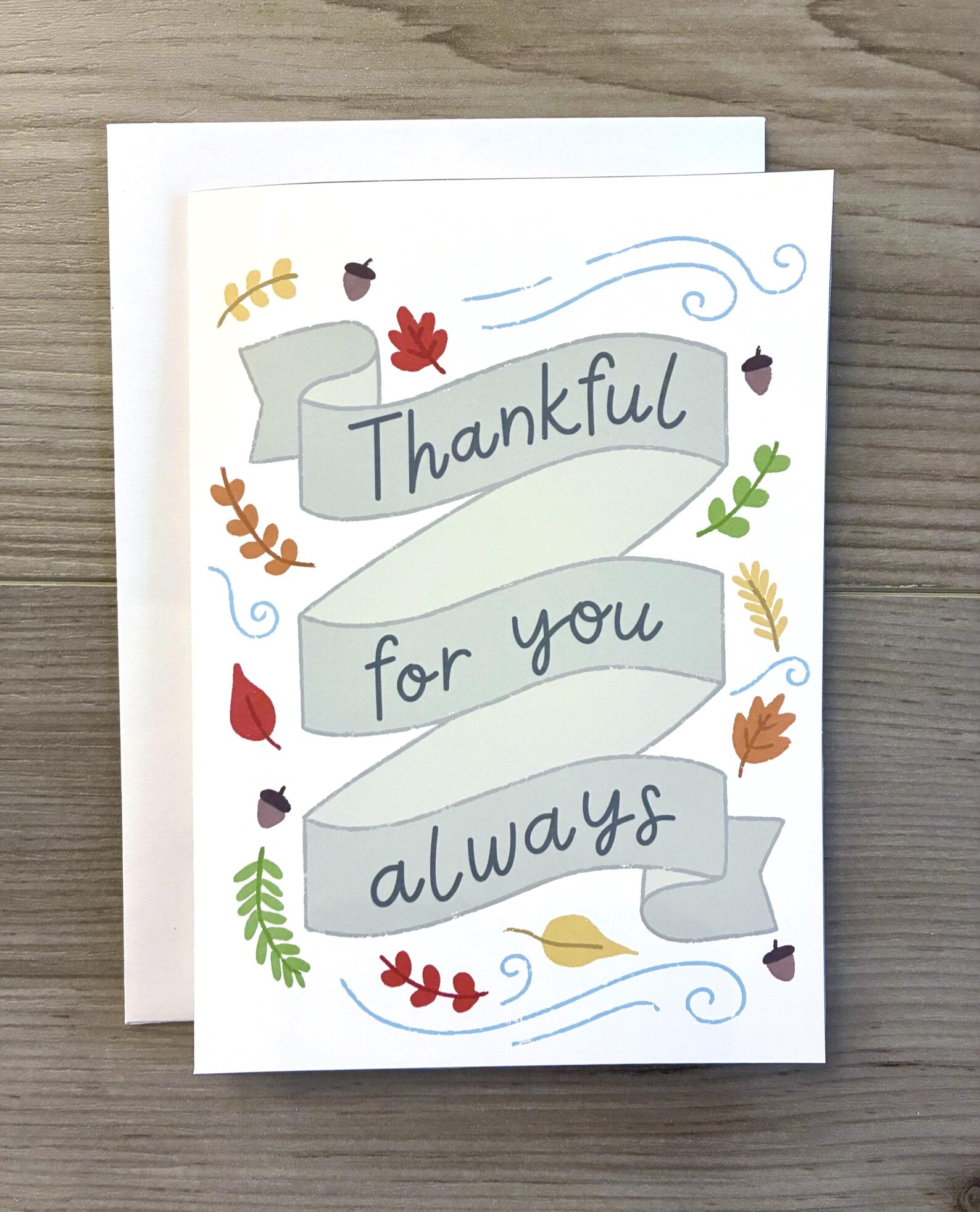 Whimsical Thanksgiving Card/ Blank Inside/ With Envelope/ Thankful for ...