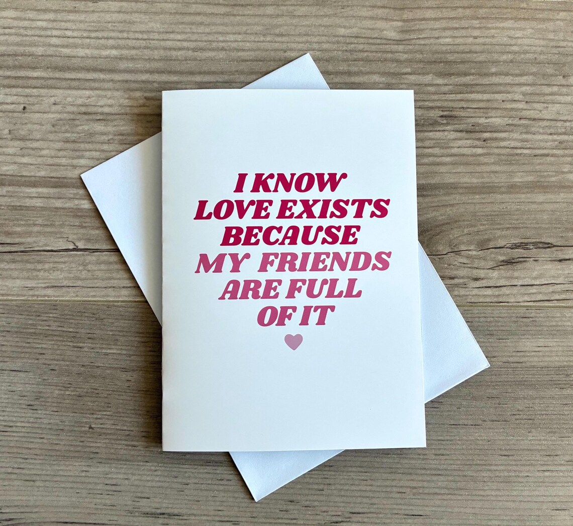 Love Exists in Friends, Galentine's Card | Blank Inside With Envelope ...