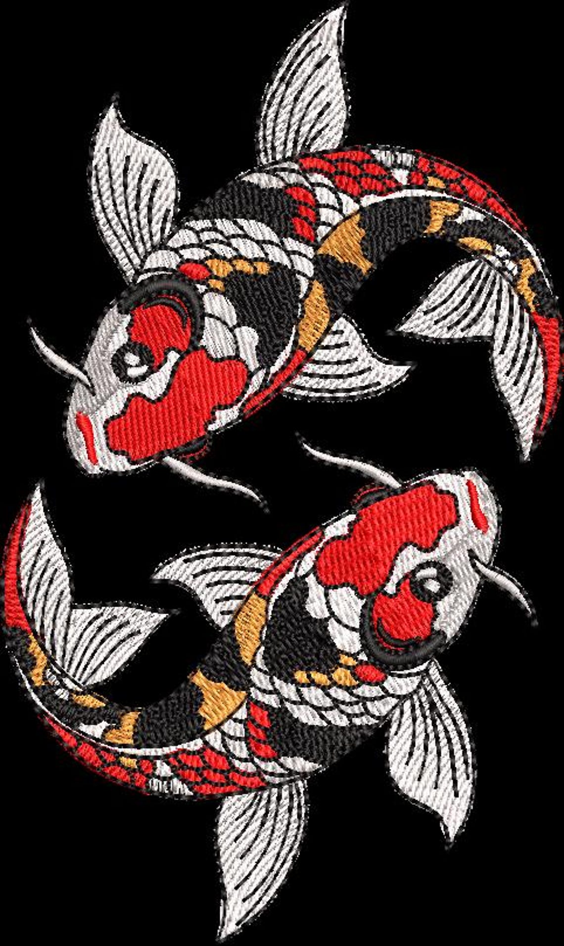 Koi Fish Embroidery Design Size 13.7x8.1 Cm - Etsy