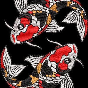 Koi Fish Embroidery Design Size 13.7x8.1 Cm - Etsy