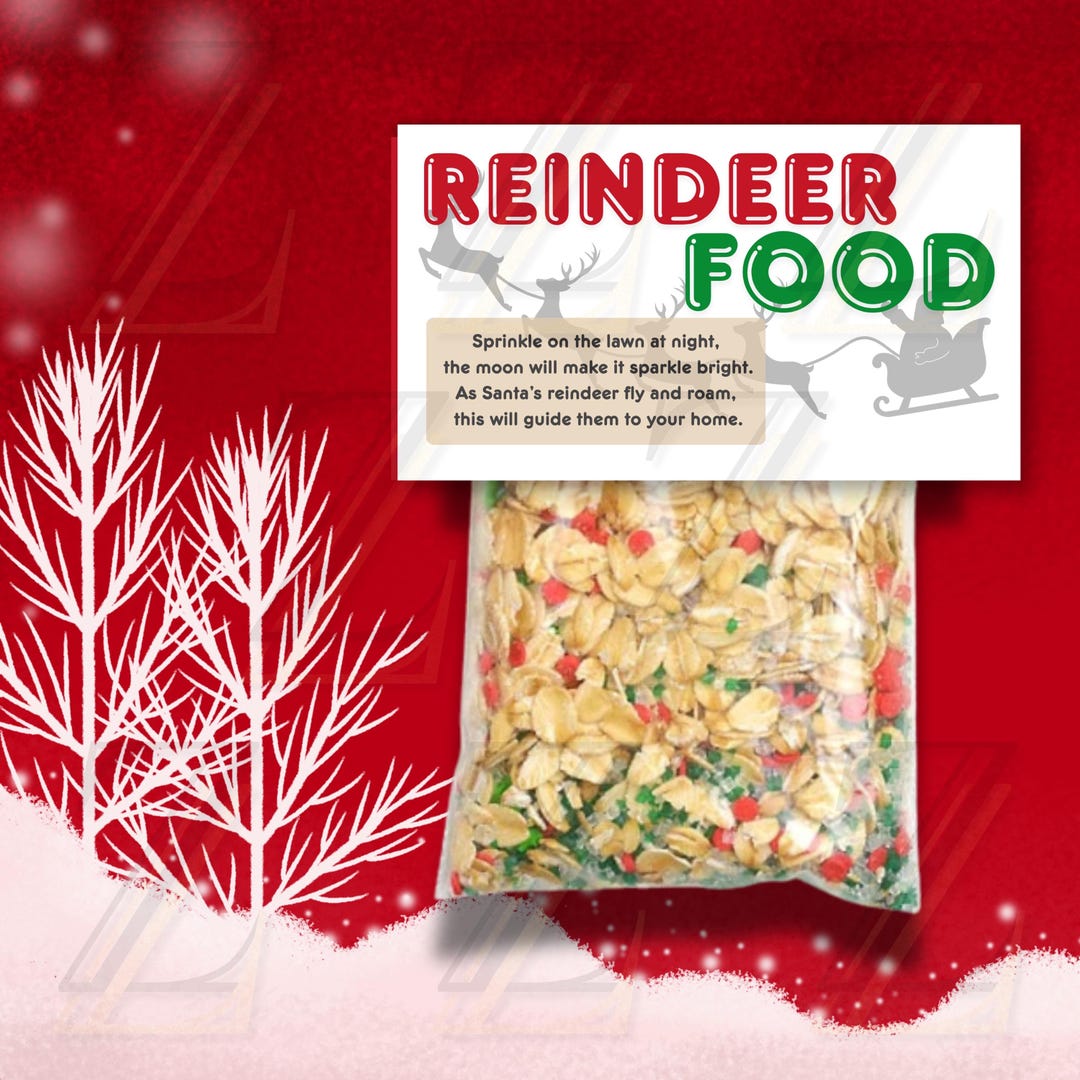 Christmas Reindeer Food Bag Topper | Printable Card | JPG PDF Files ...