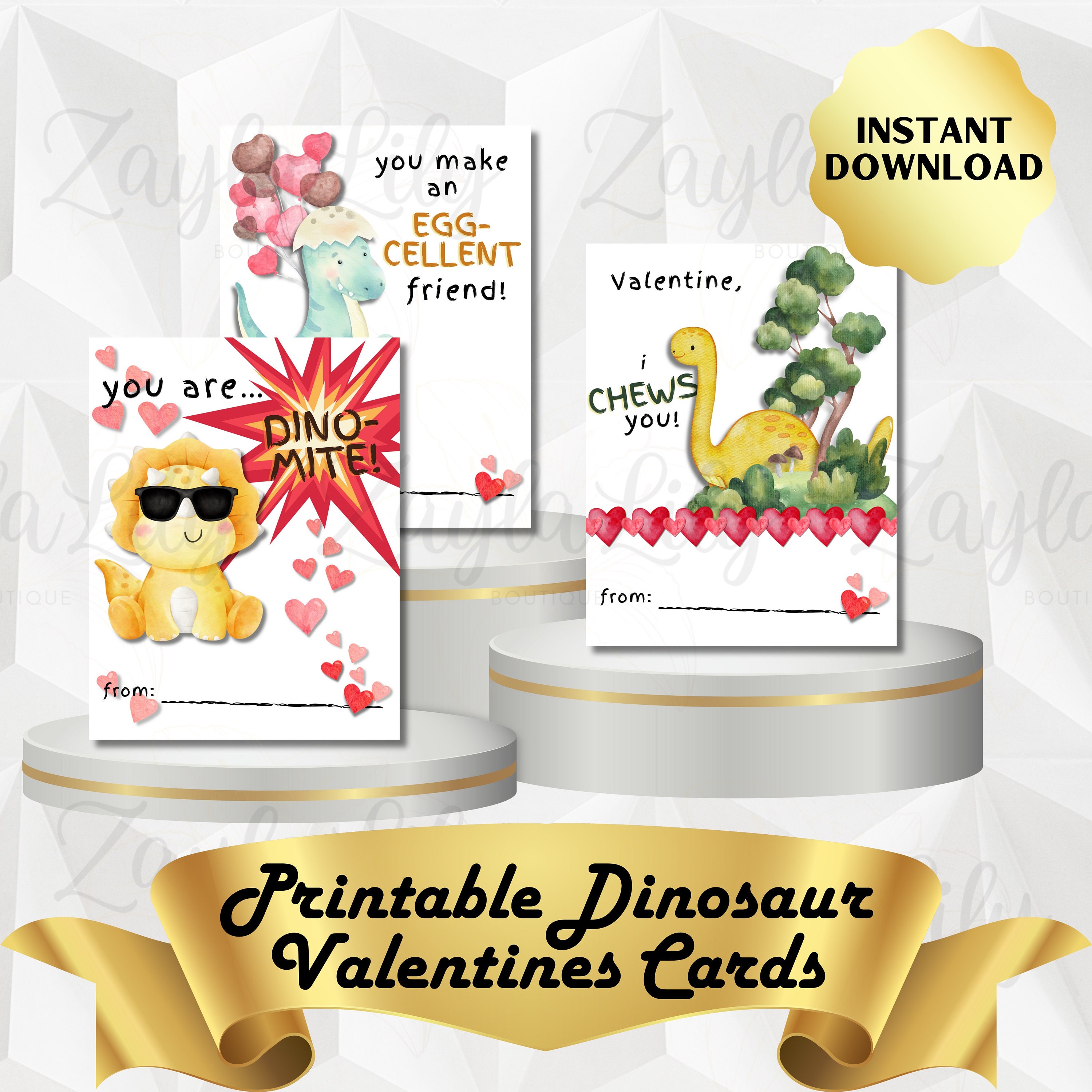 Printable Valentine’s Cards for Kids - Dinosaur Valentine’s Day Cards ...