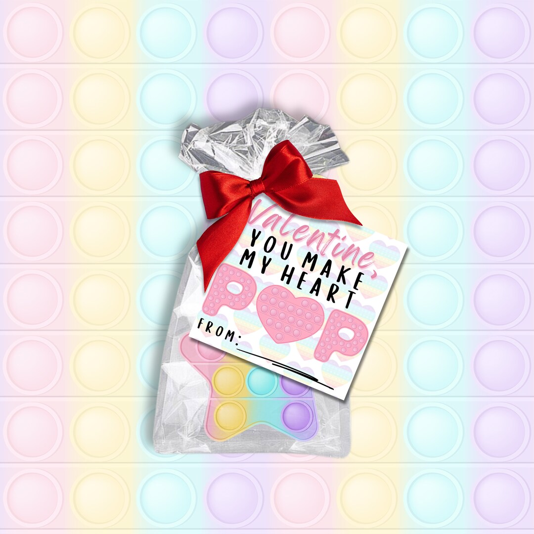 Pop It Valentine's Day Gift Tag – Printable Party Favor (digital ...