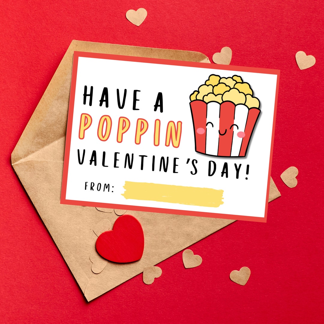 Valentine Cards - Cute Popcorn Valentines - Printable DIY Poppin ...