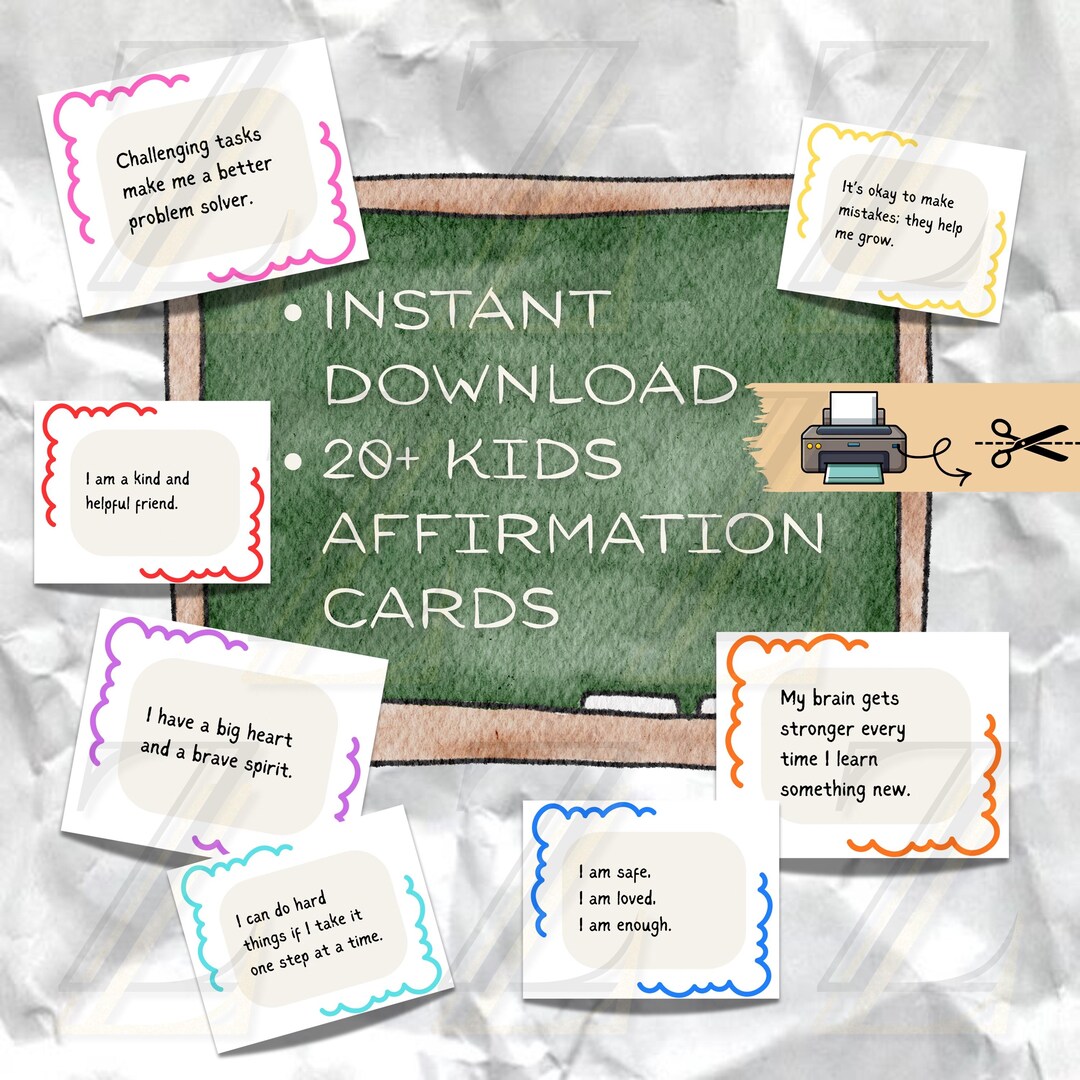 Printable Kids Affirmation Cards - Growth Mindset Cards for Children ...