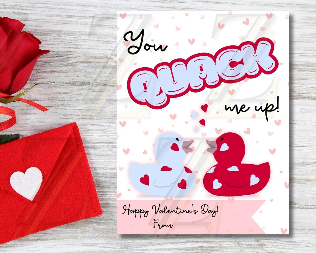 Editable Duck Valentine’s Day Card, Printable You Quack Me up Valentine ...