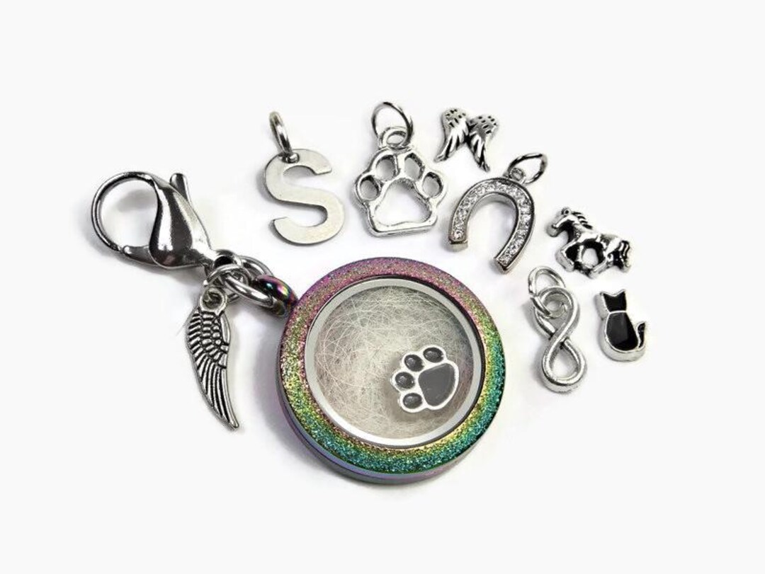 Rainbow Locket for Filling, Ashes, Hair, Fur Pendant, Bereavement Gift ...