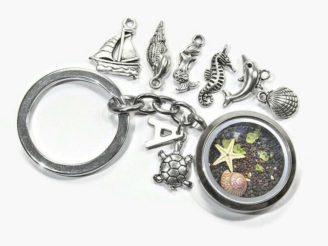 Keyring Black Lava Sand Olivine Shell Starfish Lanzarote Maritime Beach ...
