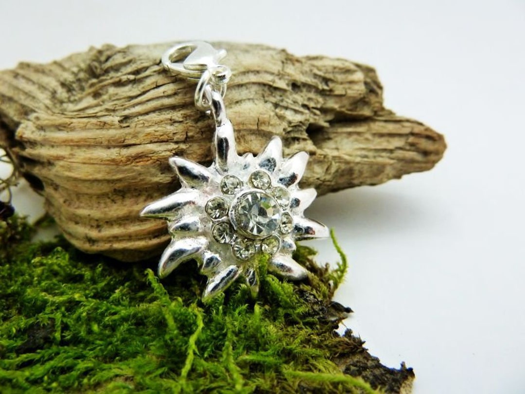Trachten Charm Pendant Edelweiss Light Silver - Etsy