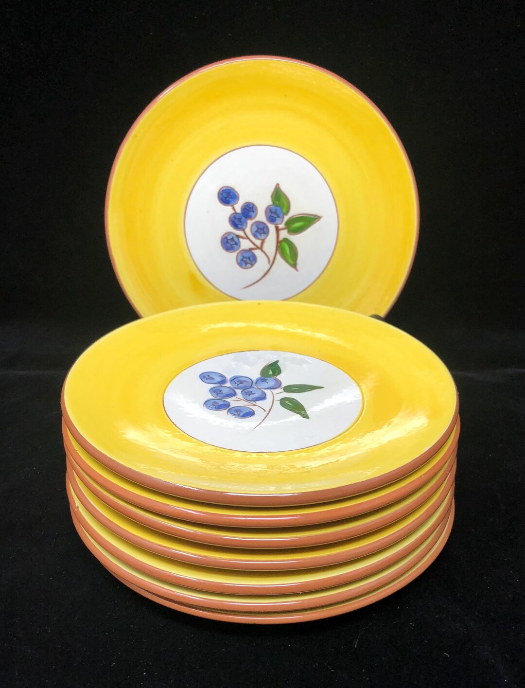 Stangl Blueberry Bread Plates Set of 8 Stangl Pottery Bread and Butter ...