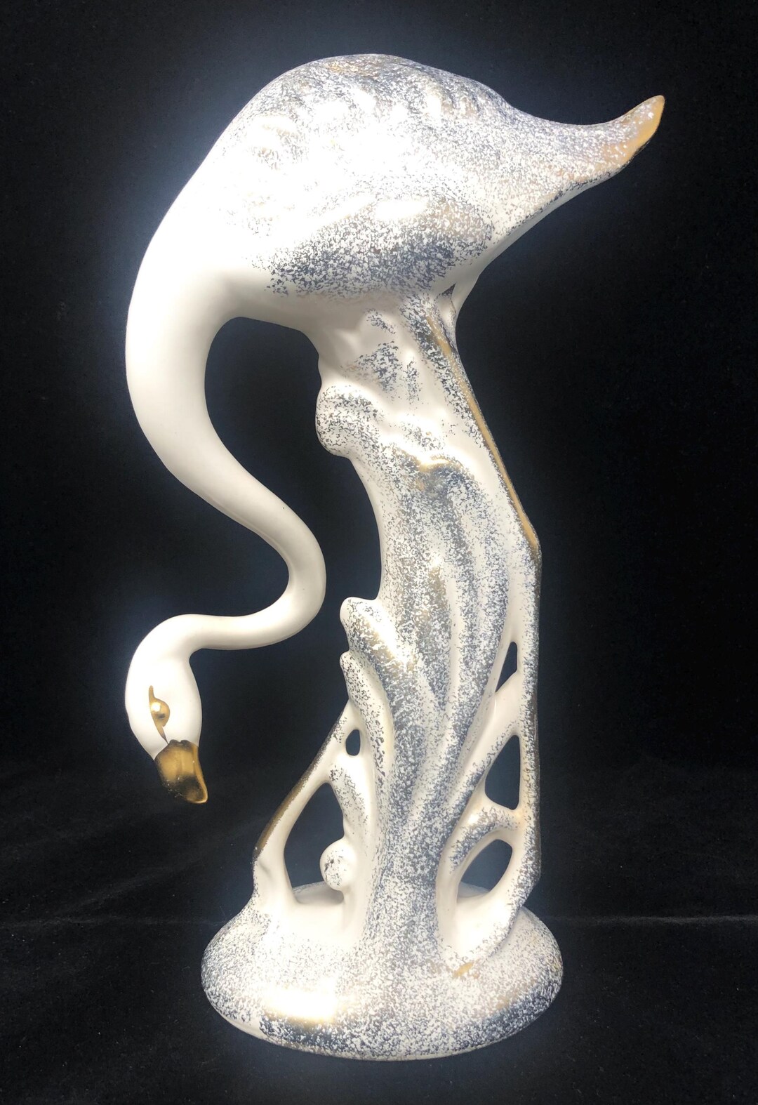 Flamingo Figurine White Gold Flamingo Gilded Flamingo Hollywood Regency ...