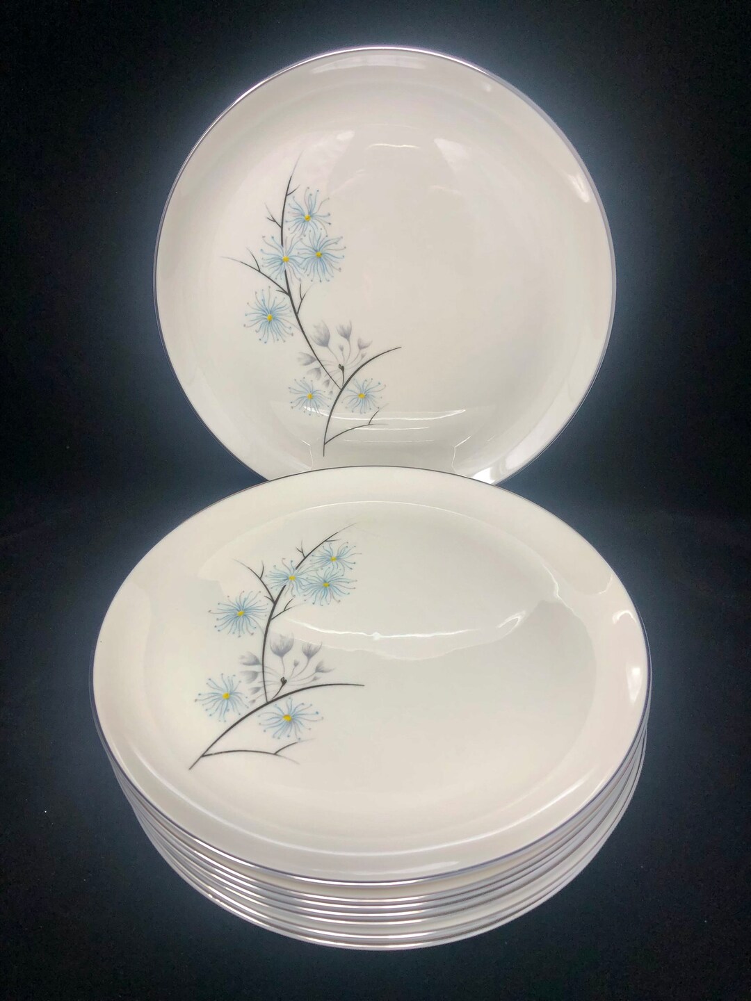 Edgerton Eternal Spring Dinner Plates: Mid-century Turquoise Floral Set ...